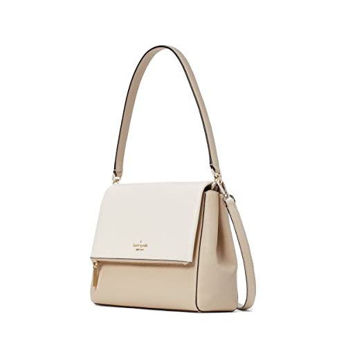 Kate Spade Leila Colorblock Pebbled Leather Flap Shoulder Bag Light Sand
