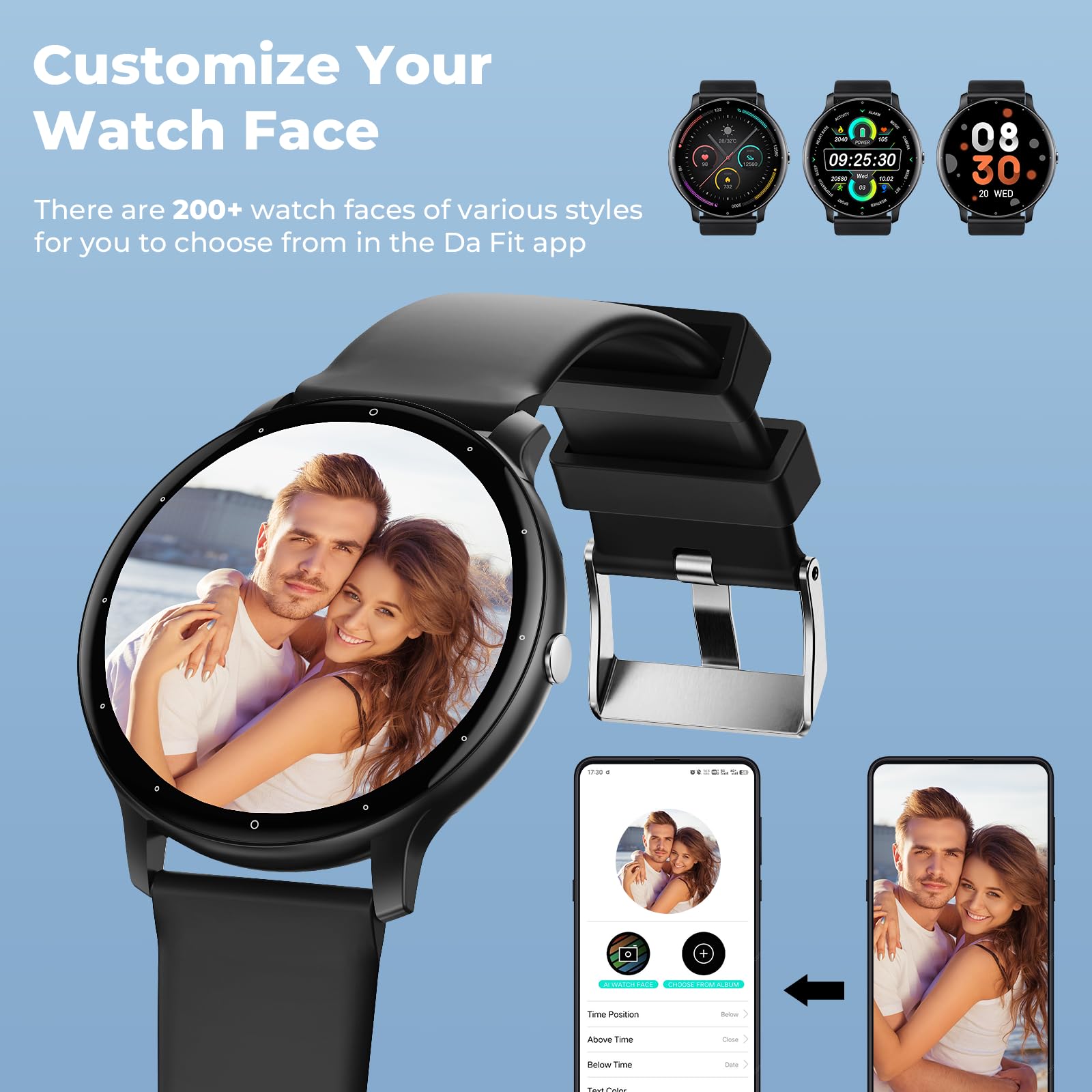 TIFOZEN Smart Watch for Men Women(Answer/Make Calls), 1.39" HD Fitness Tracker Watch with 30 Sport Modes, Heart Rate/SpO2/Sleep Monitor, IP68 Waterproof Activity Tracker for iPhone & Android, Black