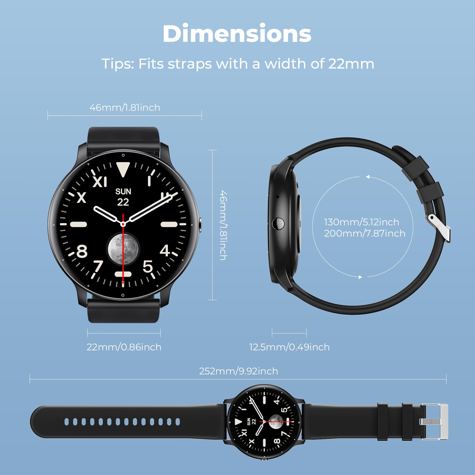 TIFOZEN Smart Watch for Men Women(Answer/Make Calls), 1.39" HD Fitness Tracker Watch with 30 Sport Modes, Heart Rate/SpO2/Sleep Monitor, IP68 Waterproof Activity Tracker for iPhone & Android, Black