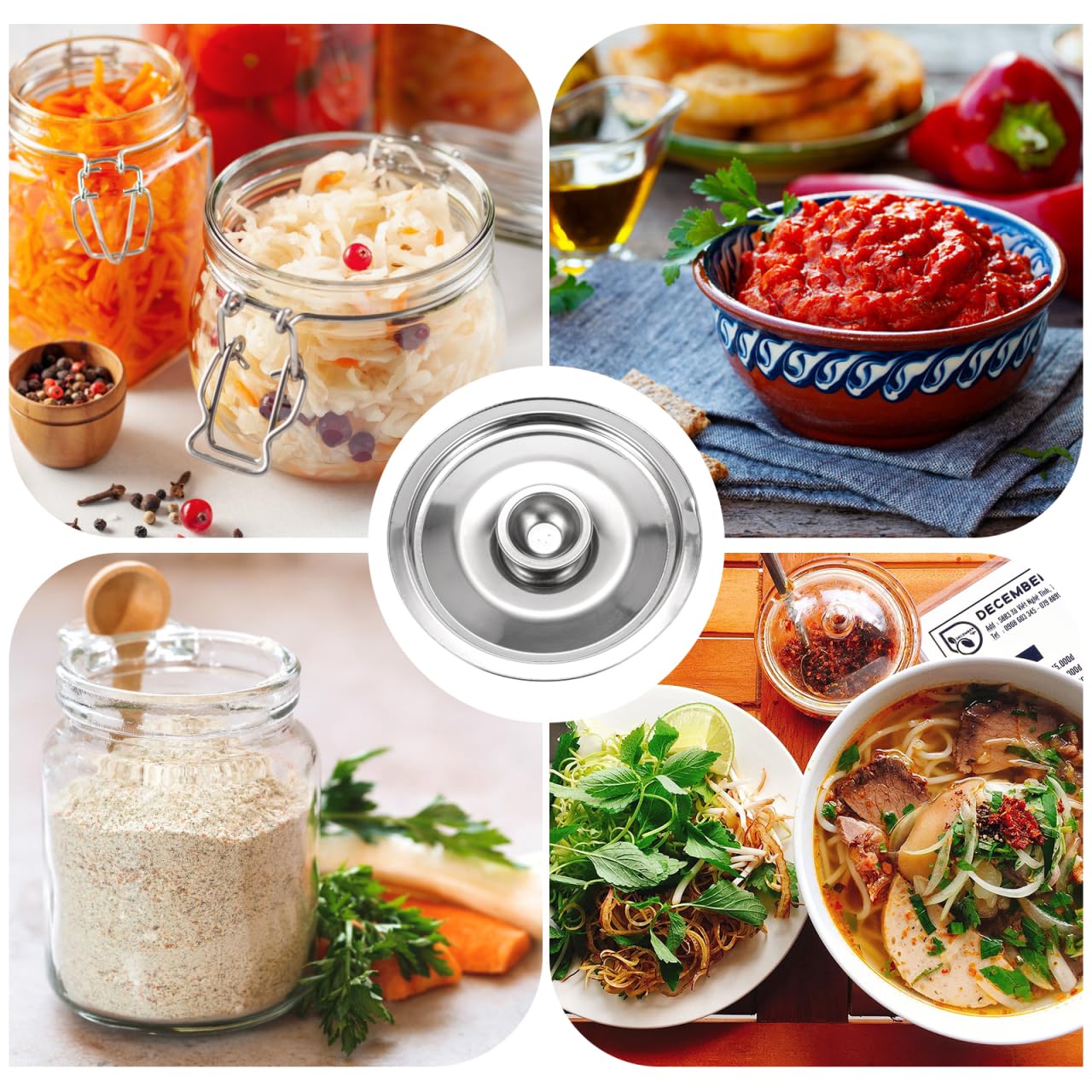 HAKIDZEL 1pc Stainless Steel Sturdy Seasoning Pot Lid Kitchen Gadget for Home Cooking Versatile Cover for Spice Pots and Seasoning Containers