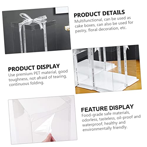 GARVALON 2pcs 3 1 cake box square Cake Carriers clear container with lid Transparent Cake cupcake holder with lid Disposable Cake Containers Carriers baby white gift box the pet Storage Box