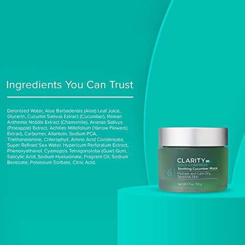 ClarityRx Cold Compress Soothing Cucumber Face Mask, Natural Plant-Based Cooling Facial Treatment with Aloe for Sensitive & Rosacea-Prone Skin (1.7 oz)
