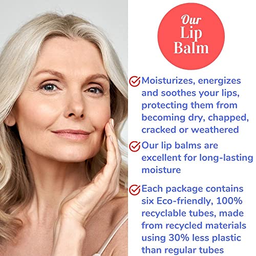 Unflavored Lip Balm for Dry Cracked Lips - Organic Beeswax Lip Moisturizer - Lip Repair For Severely Chapped Lips - Hydrating Moisturizing Lip Care Products - 6 Pack Bulk Set for Kids, Women, Men