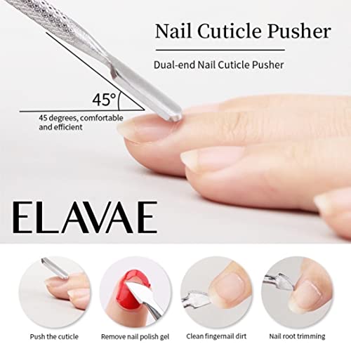 Elavae Instant Cuticle Remover 2 OZ. Gel Cream and Stainless Steel Cuticle Pusher Tool. Works as a Cuticle Softener and Remover Without a Cuticle Trimmer or Nipper. Easy Home Manicures and Pedicures.