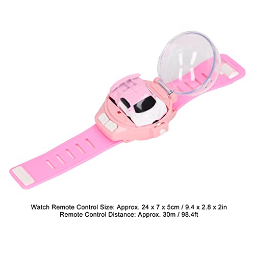 CUTULAMO Mini Watch RC Car Toy, 2.4G Independent Signal Watch RC Car Toy Dust Cover USB Cable for Outdoor(Pink Type 1)