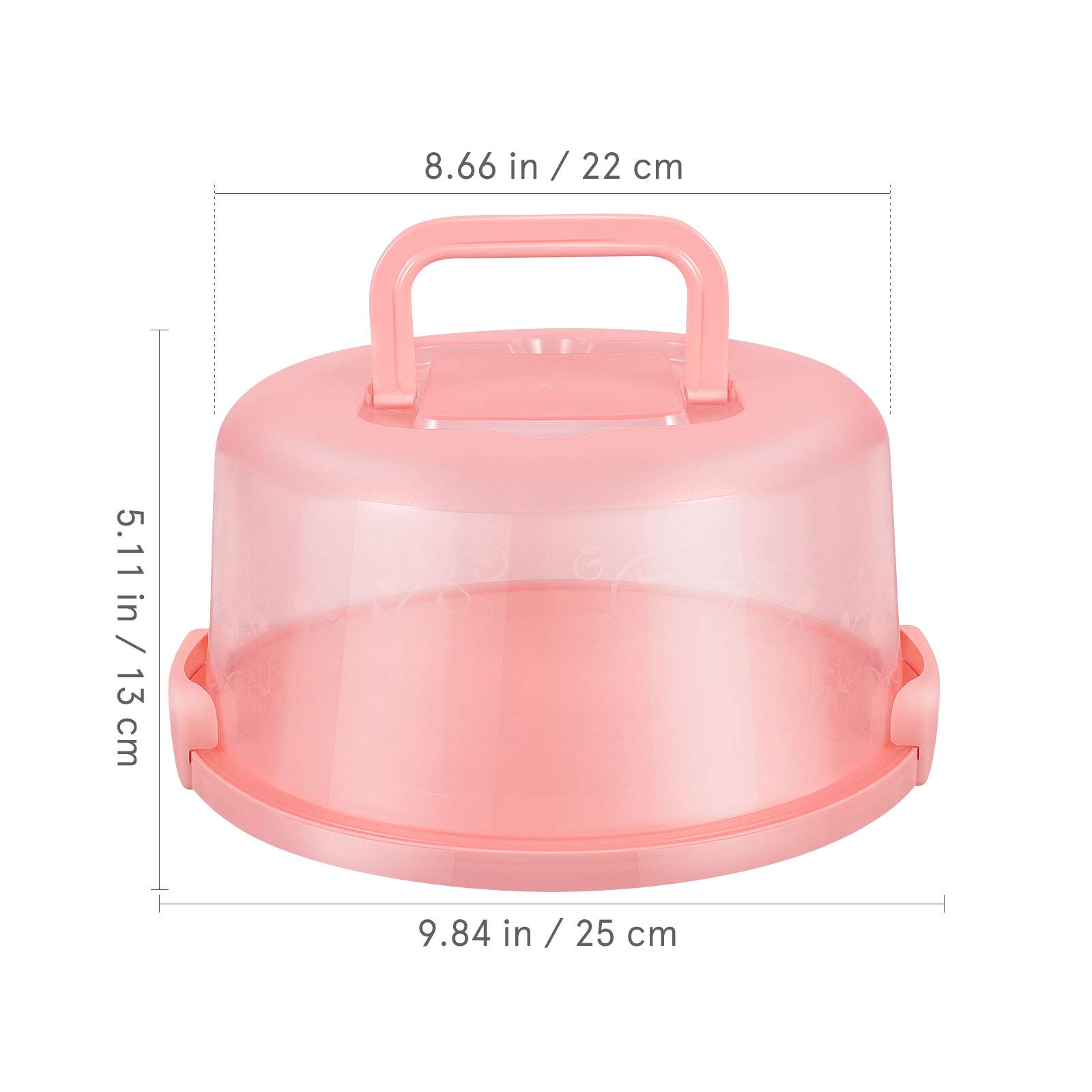 Cabilock Cake Stand Round Cake Carrier with Handle Dome Lids Dessert Carrier Handy Cupcake Holder Tray Clear Plastic Cake Pie Container Cake Box Serving Tray (Pink) Cake Holder