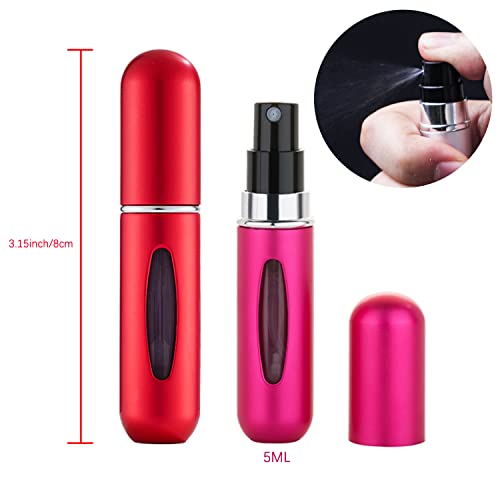 OBSCYON 8 Pcs of 5ml Portable Mini Refillable Perfume Atomizer Bottle Refillable Perfume Spray Scent Pump Case
