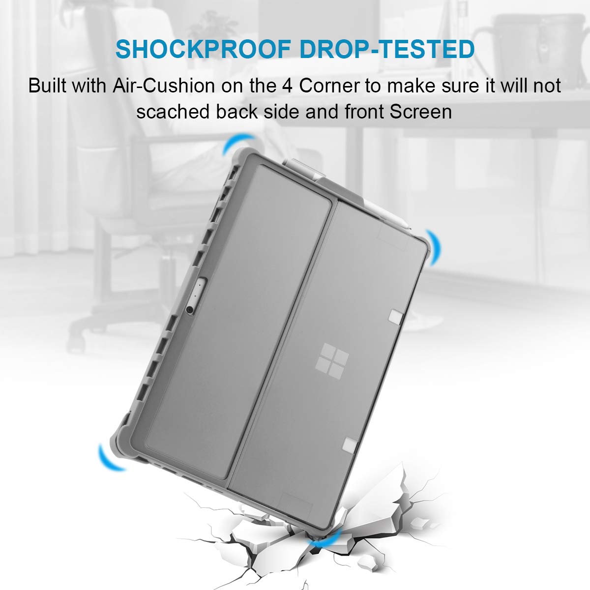 Youtec for Microsoft Surface Pro 7 Plus/Pro 7/Pro 6/Pro 5/Pro 4 Case, Surface Pro Rugged Folio Protective Cover with Pen Holder Compatible with Type Cover, Kickstand for Surface Pro 4/5/6/7/7 Plus