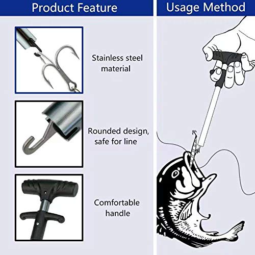 9 inches Easy Release Fish Hook Remover Tool, Portable Squeeze-Out Fish Hook Separator Tools, Fast Decoupling, No Injury, Black+Dark Gray (9 in Hook Remover (1 PC))