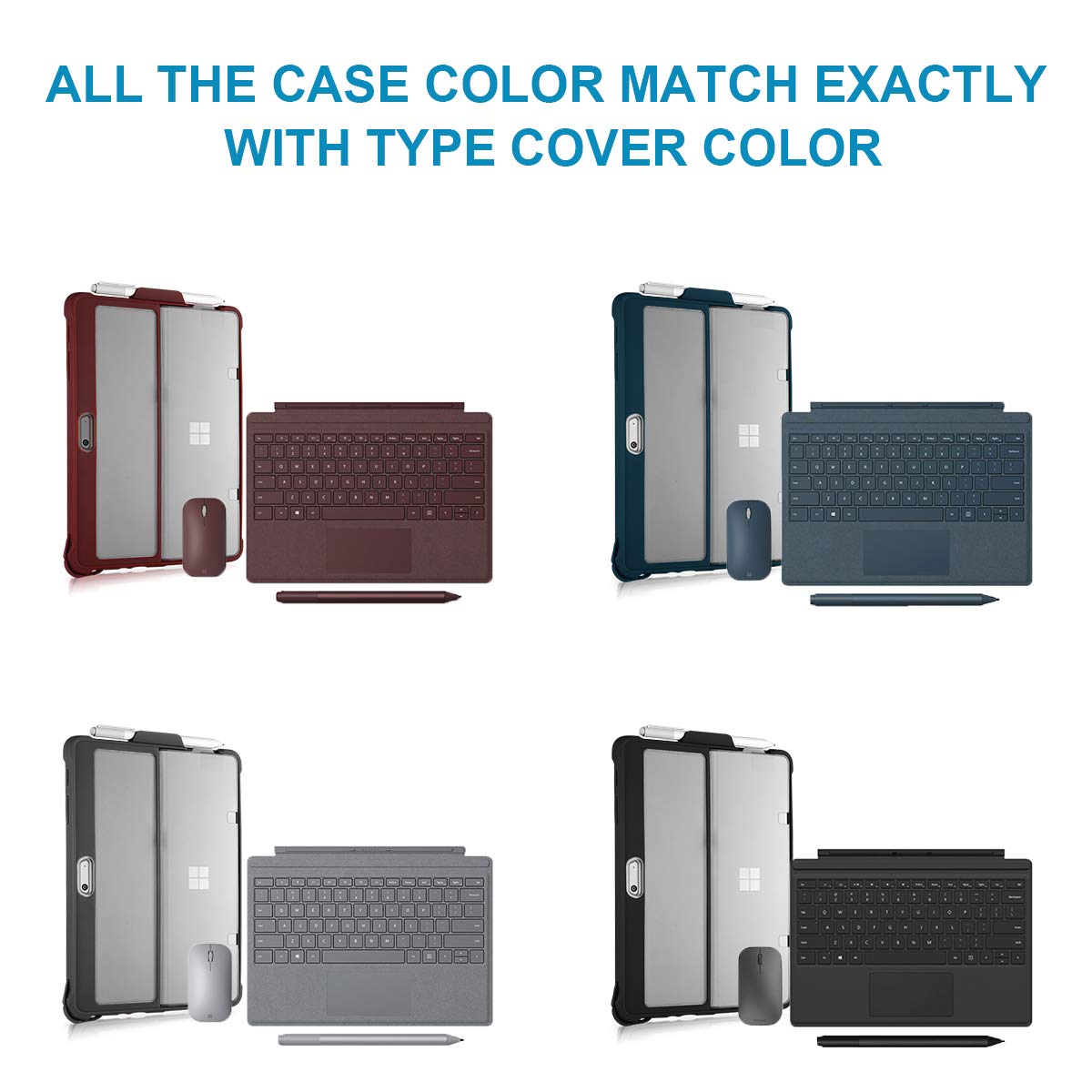 Youtec for Microsoft Surface Pro 7 Plus/Pro 7/Pro 6/Pro 5/Pro 4 Case, Surface Pro Rugged Folio Protective Cover with Pen Holder Compatible with Type Cover, Kickstand for Surface Pro 4/5/6/7/7 Plus