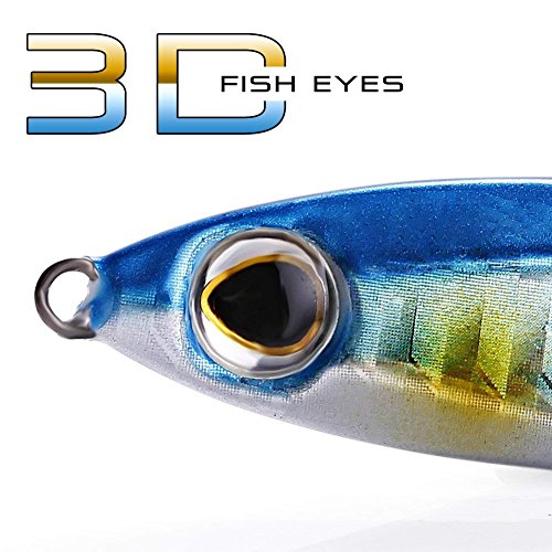 Sougayilang Jigs Fishing Lures Sinking Metal Spoons Micro Jigging Bait with Treble Hook for Saltwater Freshwater Fishing-A-2.56in/1.16oz-5PCS with Box