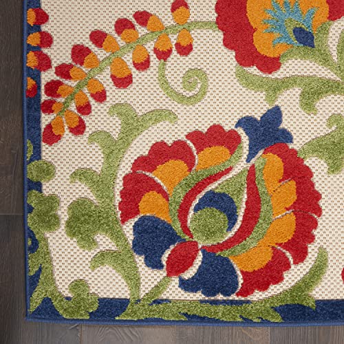 Nourison Aloha Indoor/Outdoor Multicolor 6' x 9' Area Rug, Easy Cleaning, Non Shedding, Bed Room, Living Room, Dining Room, Backyard, Deck, Patio (6x9)
