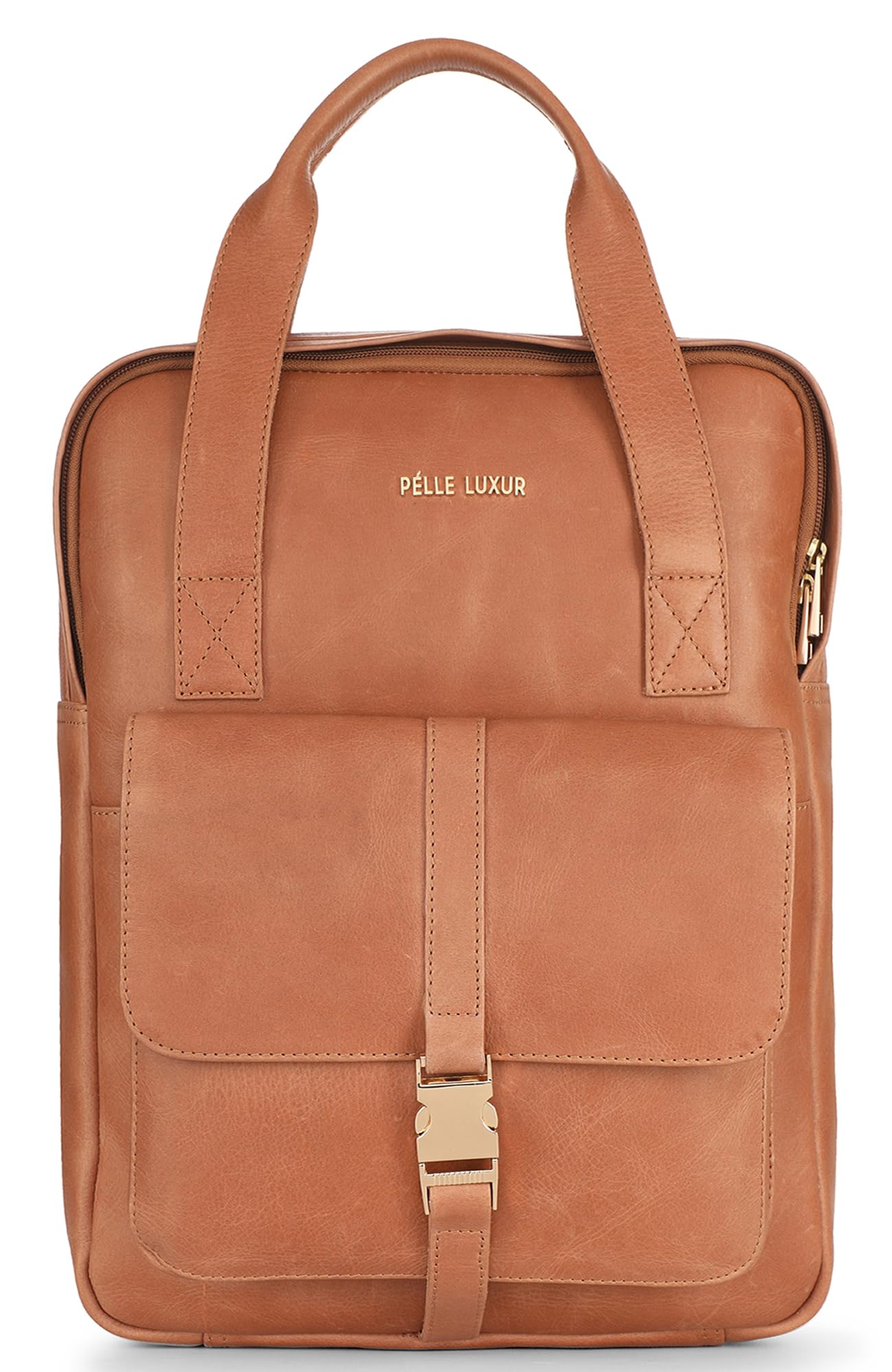 Pelle Luxur Women Leather Zipper Closure Travel Backpack for Laptop Handbag Purse