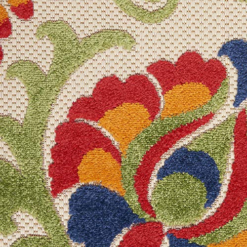 Nourison Aloha Indoor/Outdoor Multicolor 6' x 9' Area Rug, Easy Cleaning, Non Shedding, Bed Room, Living Room, Dining Room, Backyard, Deck, Patio (6x9)