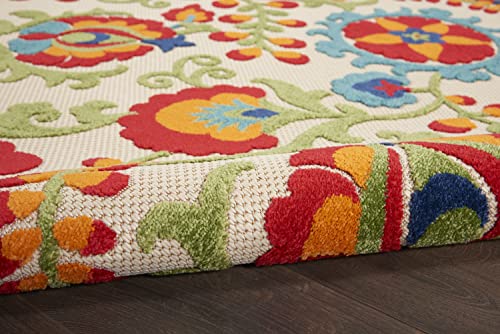 Nourison Aloha Indoor/Outdoor Multicolor 6' x 9' Area Rug, Easy Cleaning, Non Shedding, Bed Room, Living Room, Dining Room, Backyard, Deck, Patio (6x9)