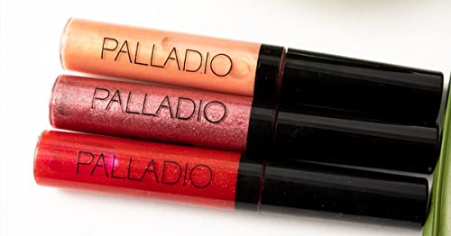 Palladio Lip Gloss, Non-Sticky Lip Gloss, Contains Vitamin E and Aloe, Offers Intense Color and Moisturization, Minimizes Lip Wrinkles, Softens Lips with Beautiful Shiny Finish, Clear