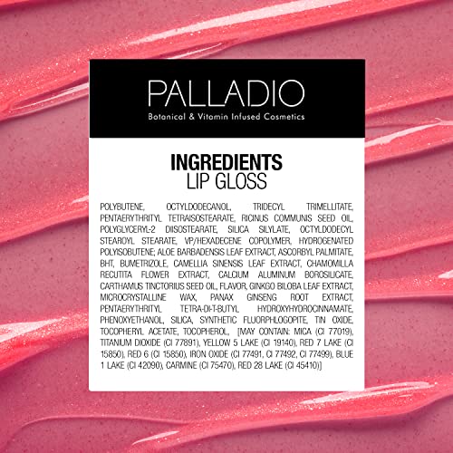Palladio Lip Gloss, Non-Sticky Lip Gloss, Contains Vitamin E and Aloe, Offers Intense Color and Moisturization, Minimizes Lip Wrinkles, Softens Lips with Beautiful Shiny Finish, Clear