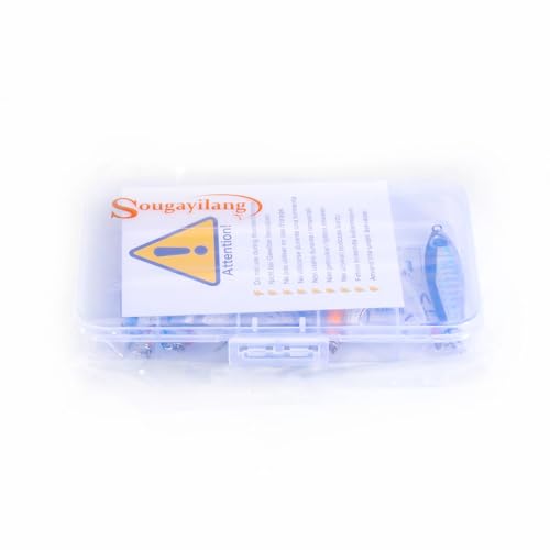 Sougayilang Jigs Fishing Lures Sinking Metal Spoons Micro Jigging Bait with Treble Hook for Saltwater Freshwater Fishing-A-2.56in/1.16oz-5PCS with Box