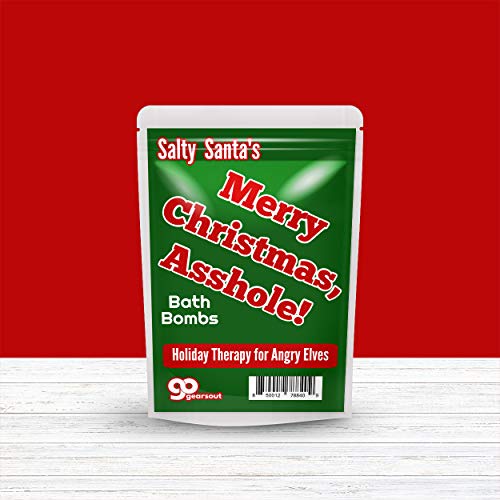 Merry Christmas Asshole Bath Bombs - XL Black and Red Fizzers for Adults - Handcrafted, Black Cherry Scent, Made in America, 2 Count
