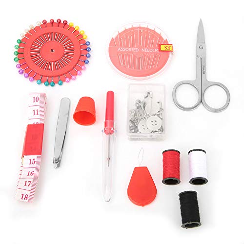 Zixyqol Portable Sewing Box,Embroidery Needle Soft Tape Measure Scissors Thimble Thread with Tinplate Case Travel Set for Home DIY Crafts Sewing