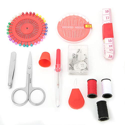 Zixyqol Portable Sewing Box,Embroidery Needle Soft Tape Measure Scissors Thimble Thread with Tinplate Case Travel Set for Home DIY Crafts Sewing