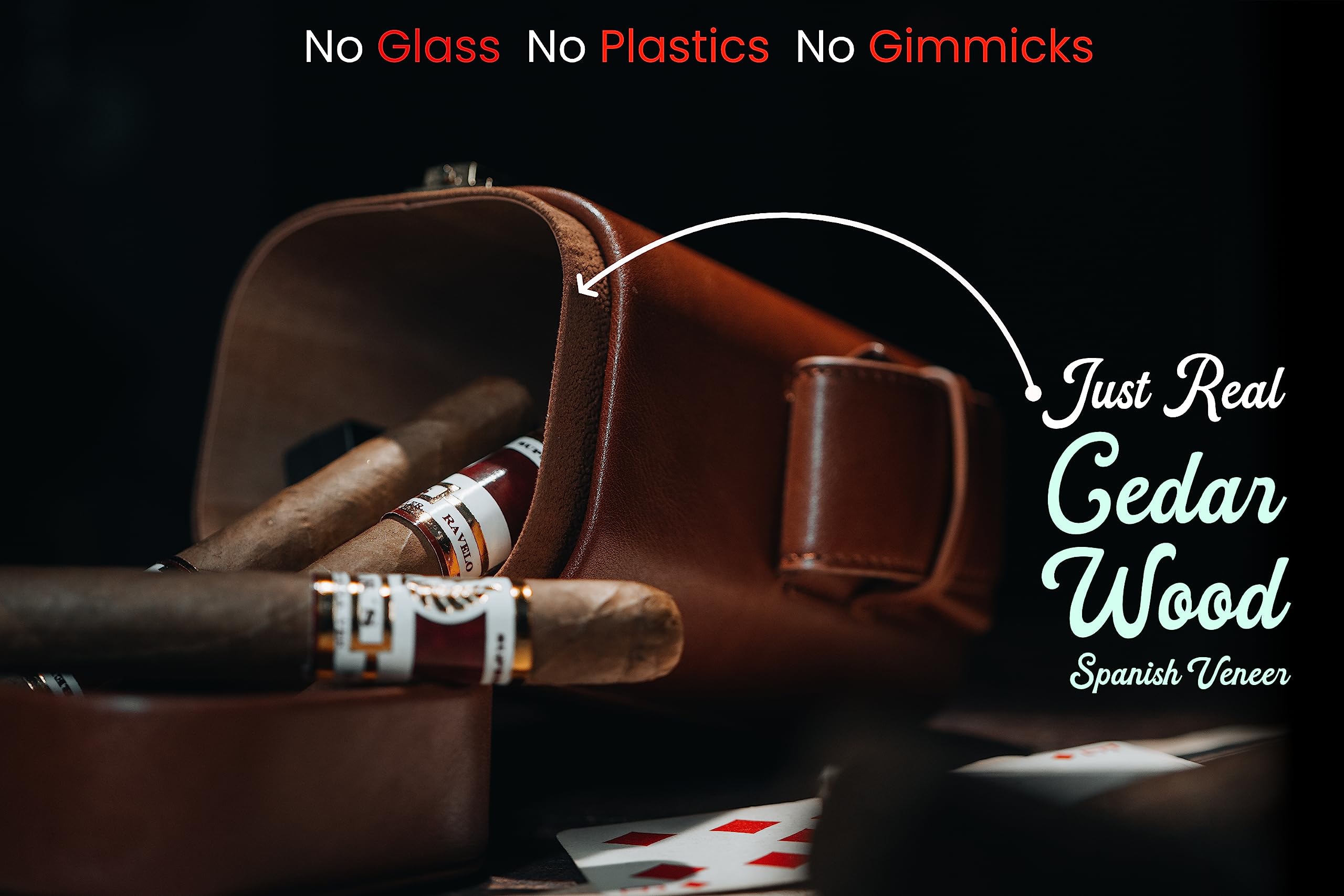 UrbanXElites Cigar Case - Holds up to 25 Cigars, Cedar Wood Cigar Humidor Travel Case with Humidifier and Pouch