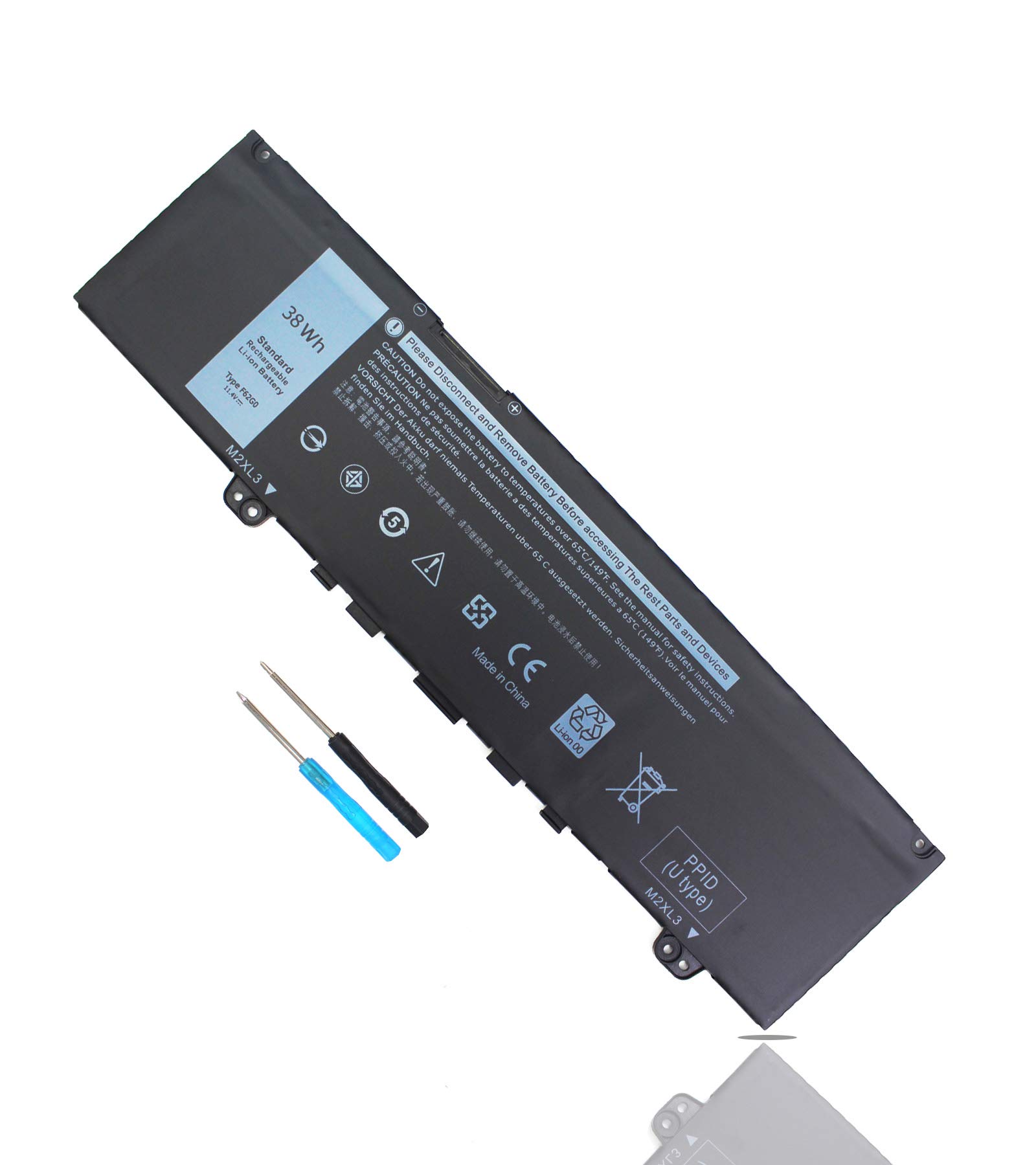 38WH F62G0 New Laptop Battery for Dell Inspiron 13 7000 7370 7373 7380 5370 7386 2-in-1 P83G P83G001 P87G P87G001 Vostro 5370 13-5370-D1505G D1525S D1605S Series F62GO RPJC3 39DY5-12 Months warranty