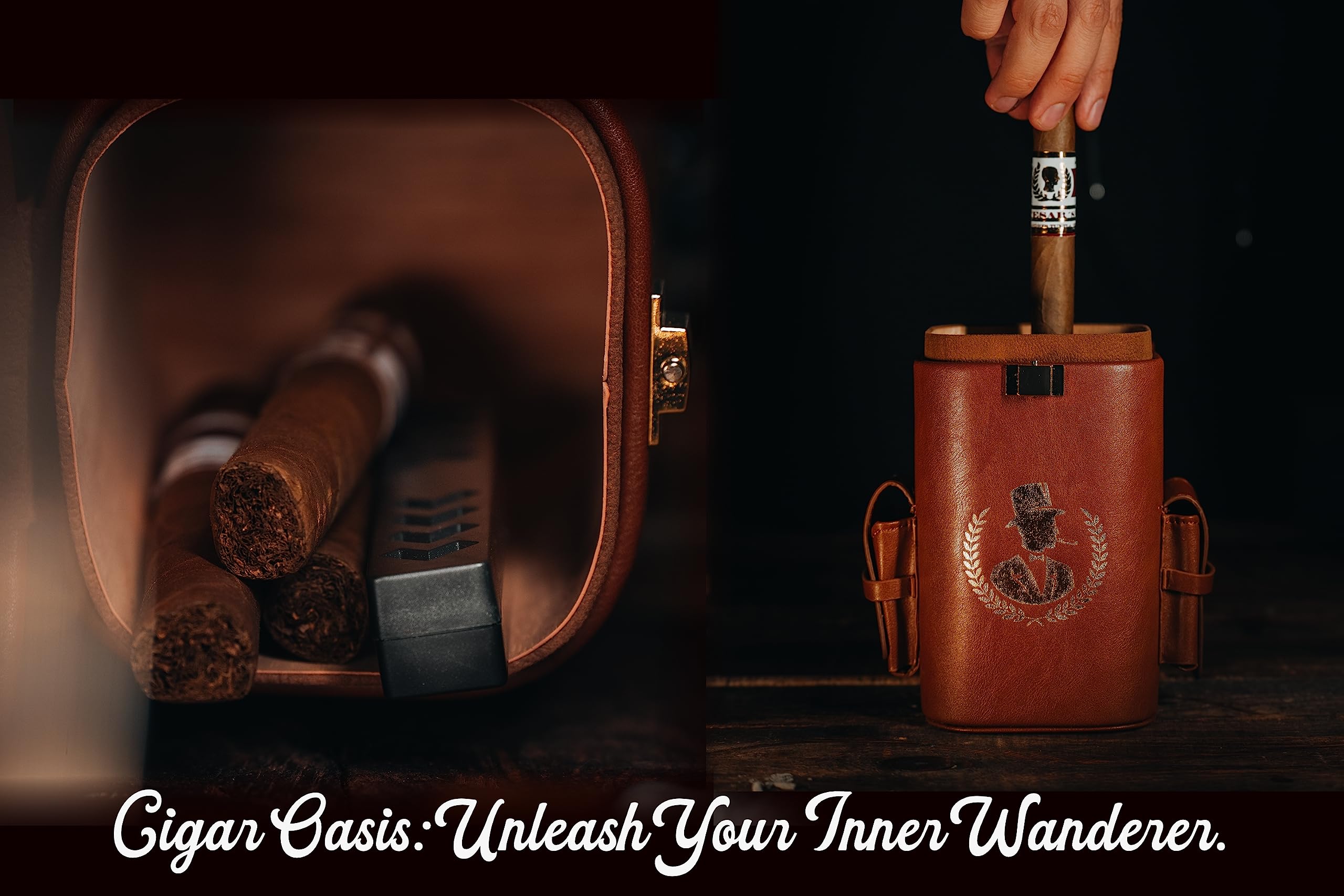 UrbanXElites Cigar Case - Holds up to 25 Cigars, Cedar Wood Cigar Humidor Travel Case with Humidifier and Pouch