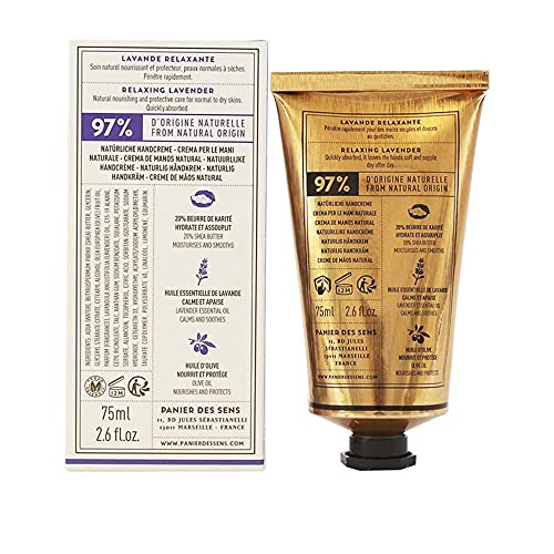 Panier des Sens Lavender Hand cream for dry cracked hands with Olive oil - Made in France 97% natural - 2.6floz/75ml