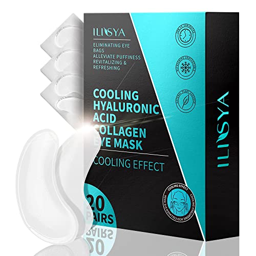 ROUSE Under Eye Collagen Patches Hyaluronic Acid Cooling Eye Mask Anti-Wrinkle Eye Gel Treatment Masks Eye Bags Puffiness Fine Lines Removal Eye Care-20 Pairs