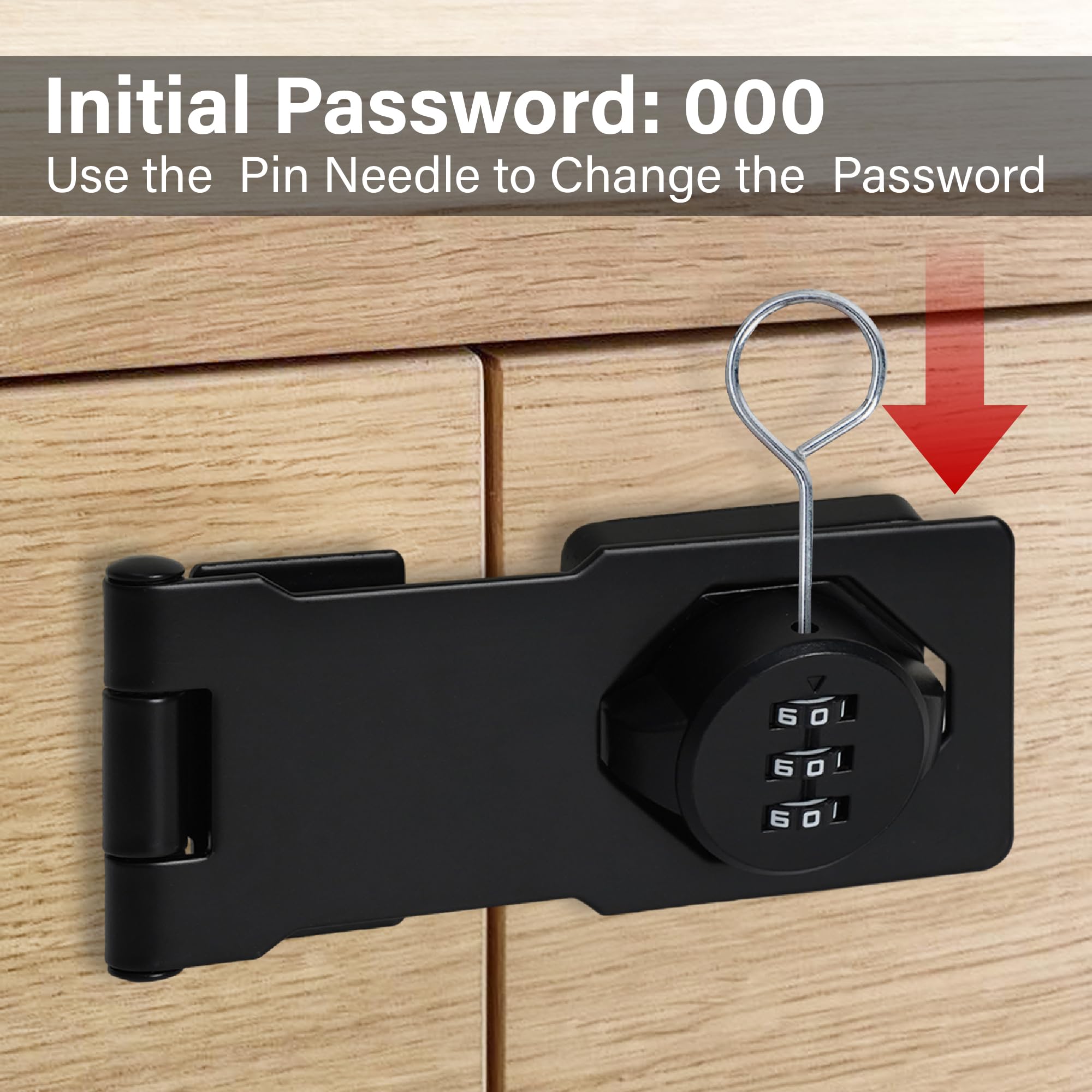 Cabinet Password Hasp Locks, Cabinet Password Hasp Locks for Wooden Cabinet 3-Digit Password Code, Anti-Theft Household Security Combination Hasp Latch Lock Twist Knob Drawer Cupboard Locker