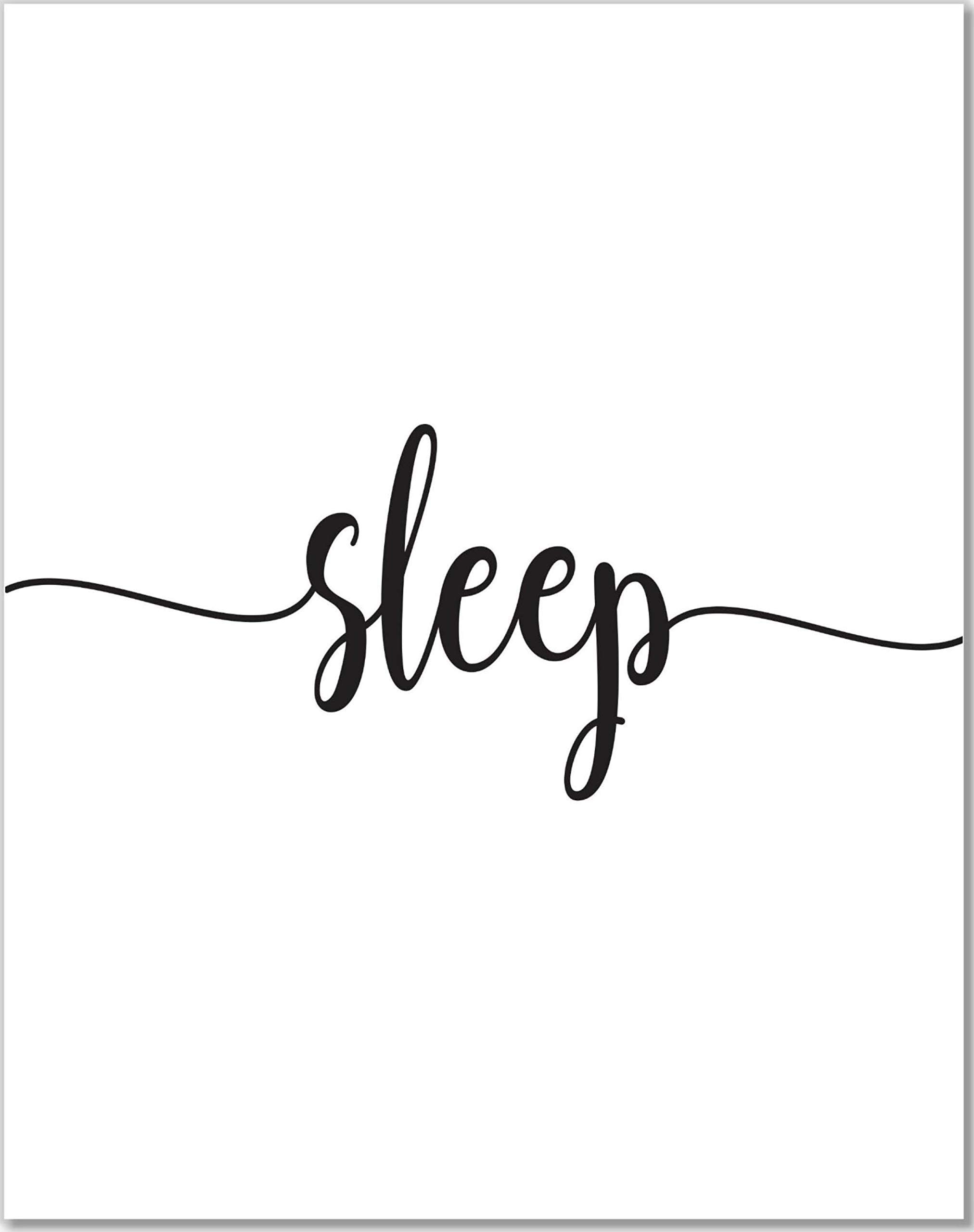 Let's Sleep In Art Prints - Bedroom Wall Decor - 11x14 - Set of 3 – Above Bed Wall Decor - Black and White Minimalist Bedroom Wall Art - Unframed
