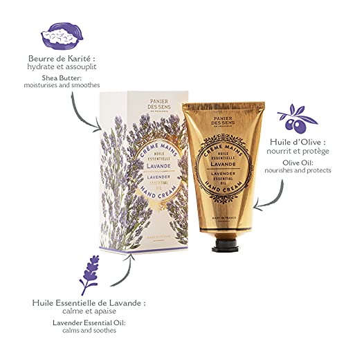 Panier des Sens Lavender Hand cream for dry cracked hands with Olive oil - Made in France 97% natural - 2.6floz/75ml