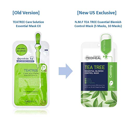 Mediheal Official [Korea's No 1 Sheet Mask] - Tea Tree Essential Blemish Control Mask - Skin Soothing & Sebum Control Mask Pack for Sensitive Oily Skin(10 Masks)
