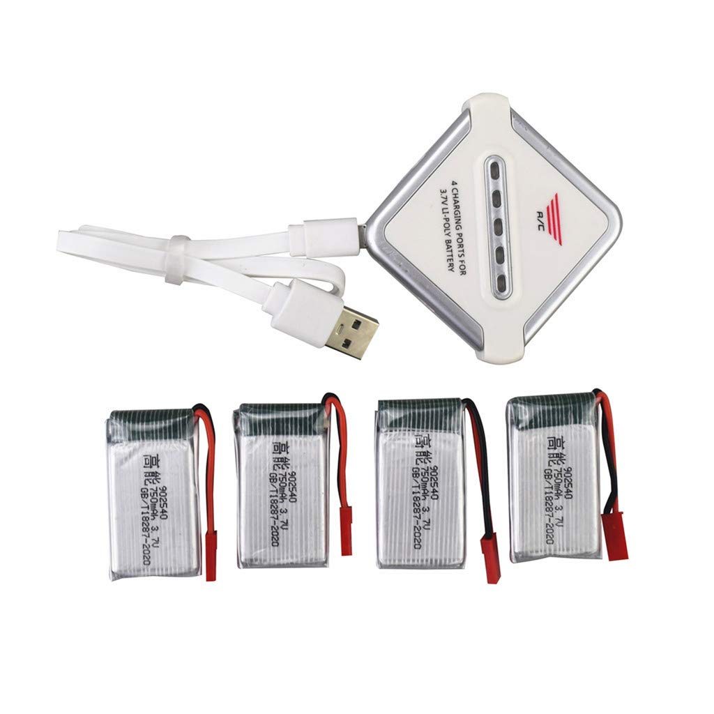 sea jump 4pcs 3.7V 750mah Li Battery with 4in1 Balance Charger for MJX X400 X400W X800 X300C Sky Viper S670 V950HD V950str s1750 V2450 HS110 HS200 HS200W HS110W Spare Parts Helicopter Battery