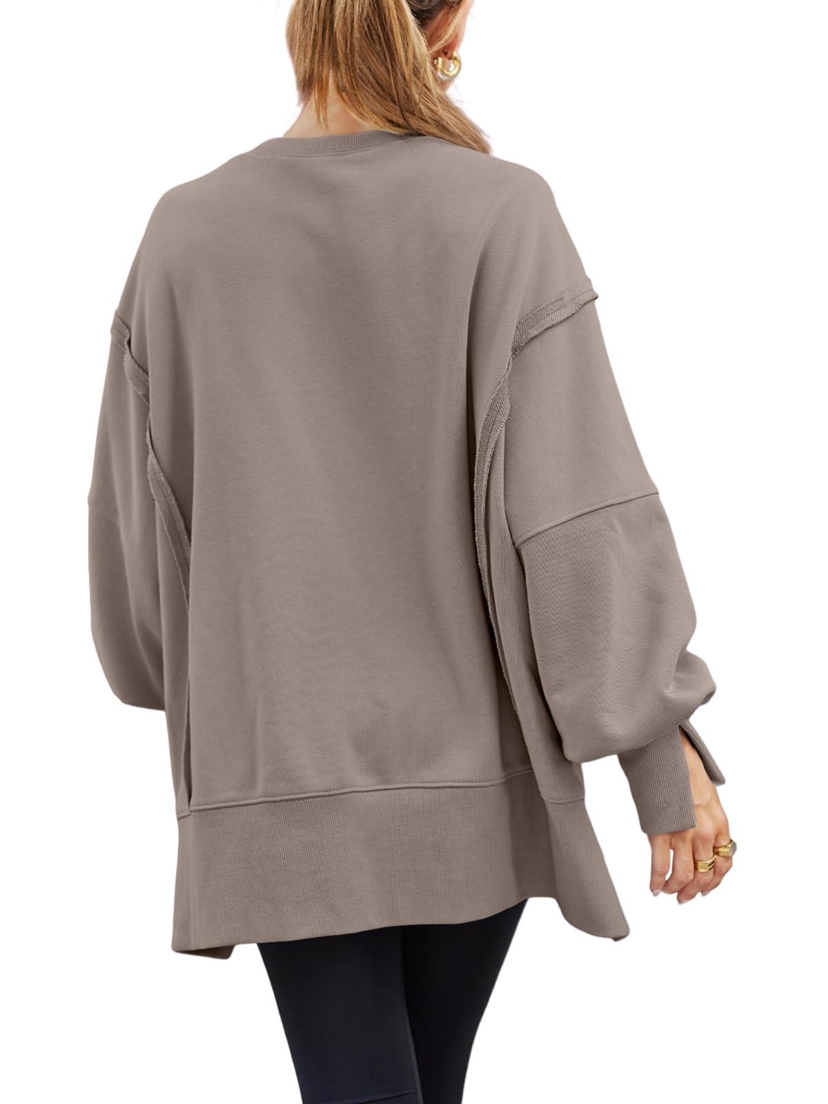 AUTOMET Womens Fall Fashion Clothes 2023 Outfits Oversized Sweatshirts Long Sleeve Shirts Casual Crewneck Pullover Trendy Maternity Sweaters, Coffeegrey