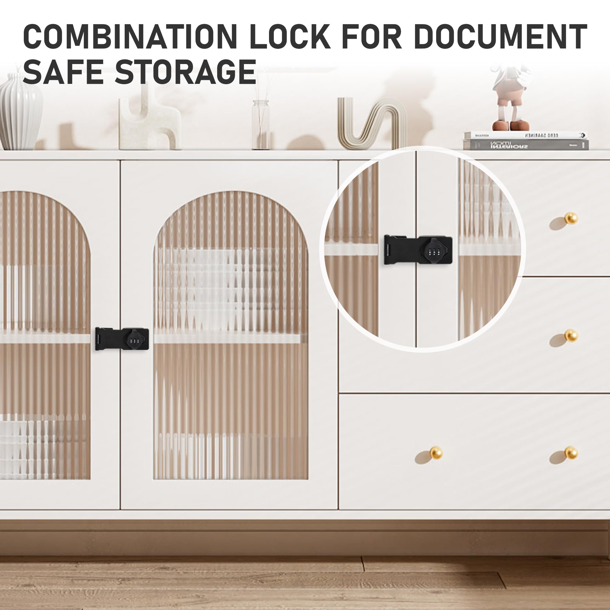 Cabinet Password Hasp Locks, Cabinet Password Hasp Locks for Wooden Cabinet 3-Digit Password Code, Anti-Theft Household Security Combination Hasp Latch Lock Twist Knob Drawer Cupboard Locker