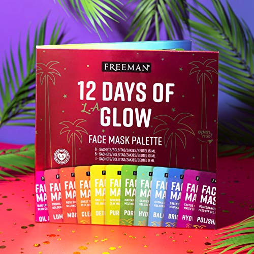 Freeman Beauty Glow Face Mask for Skin Care, With Clay, Peel-Off, Sugar, and Mud Masks, Set of 12