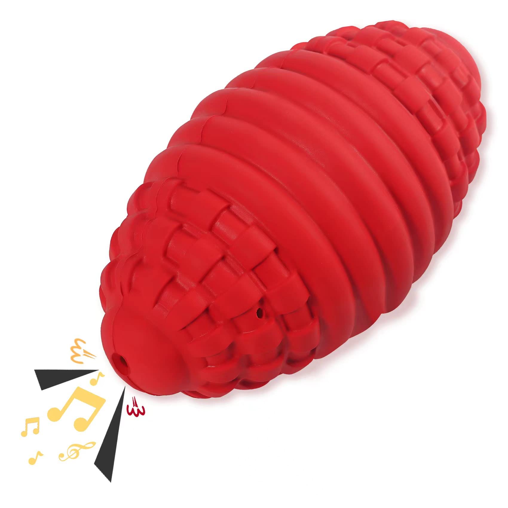 HUASONG Squeaky Football Dog Toys for Aggressive Chewers: Non-Toxic Natural Rubber Puppy Chew Ball with Squeaker, Almost Indestructible and Durable Pet Toy for Medium and Large Breed