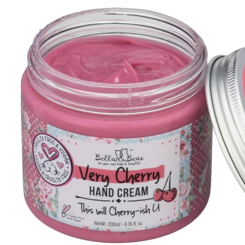 Bella & Bear Very Cherry Hand Cream for Dry Hands β 6.7oz Vegan Friendly Hand Moisturizer β Non Greasy and Fast Absorbing Formula