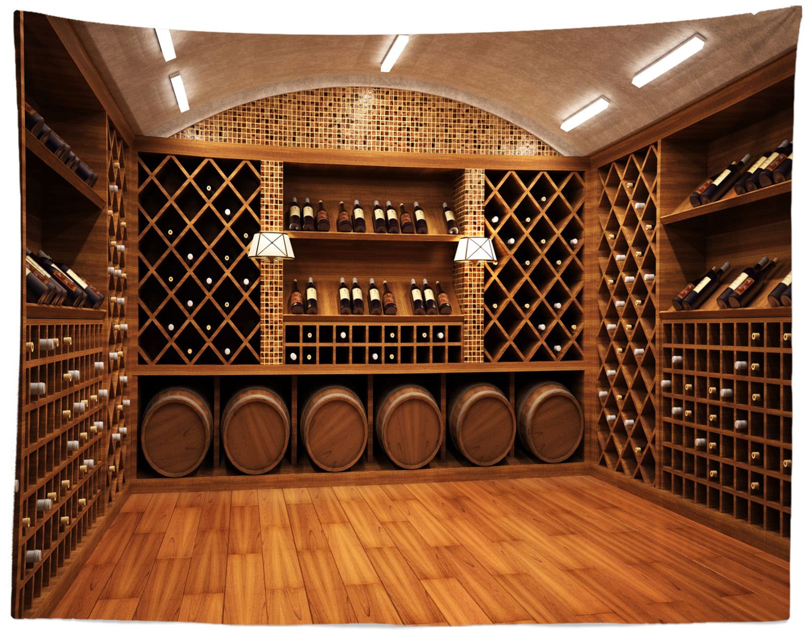 BELECO 10x8ft Fabric Wine Cellar Backdrop Luxurious Wine Vault Winery Backdrops Wine Cabinet Bottles Barrels Background Wine Theme Party Decorations Banner Wallpaper Men Women Adults Photo Props
