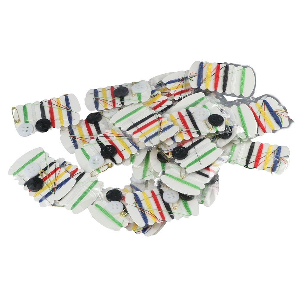 HomeSoGood 100Sets Mini Travel Sewing Sets with Needles,Thread,Buttons and Pins for Hotel and Travel Essentials (6 Colors)