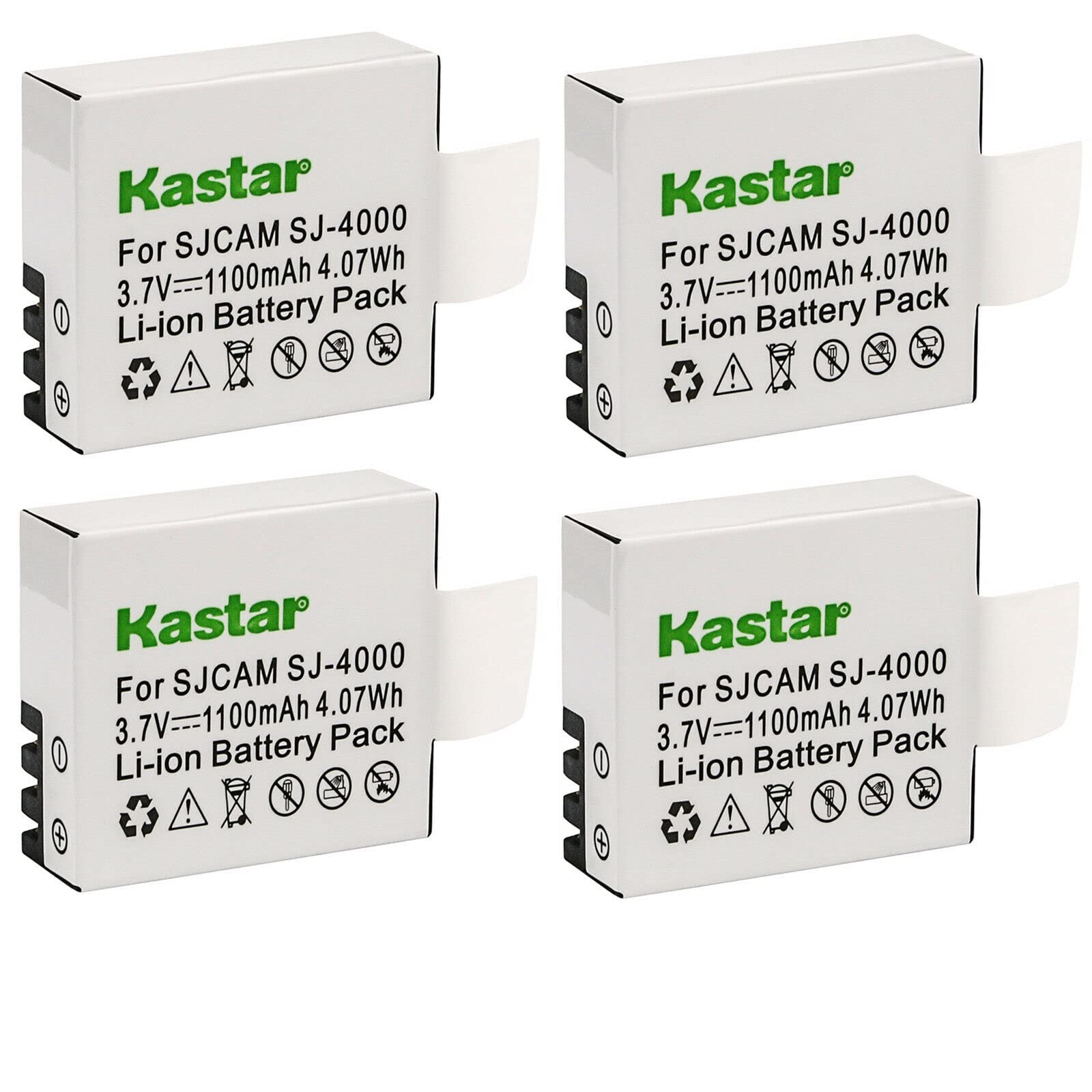 Kastar 4-Pack Battery Replacement for Eken PG1050, SJ4000B, Qumox BAT-412 Battery, Eken H8, Eken H8 Pro, Eken H8R, Eken H9, Eken H9R, EKO Full HD 1080p WiFi, EKO HD 720p, EKO Ultra HD 4K WiFi