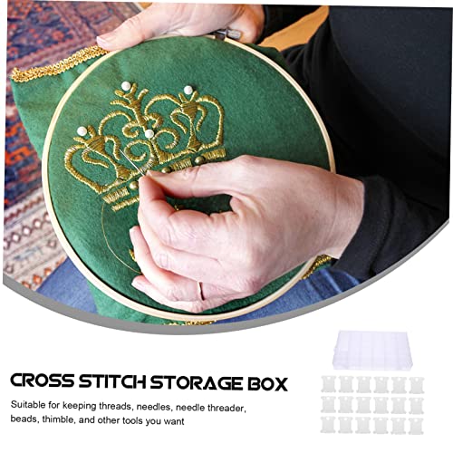 EXCEART 1 Set Box Embroidery Thread Finishing Hand Tool Embroidery Floss Plastic Stand Plastic Winding Board Bobbin Winder Embroidery Organizer Threads Winding Board Cross Stitch Holder
