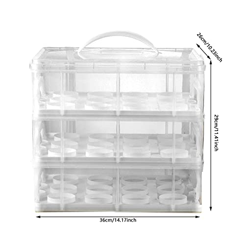 ATRDTO 3-Tiers Stack Carry Storage Box With Handle, Transparent Stackable Storage Bin With Handle Lid Latching Storage Container for Holds 36 Cupcakes or 3 Large Cake (Style A)