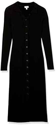 The Drop Women's Jaxon Rib Button Down Sweater Dress, Black, 3X, Plus Size