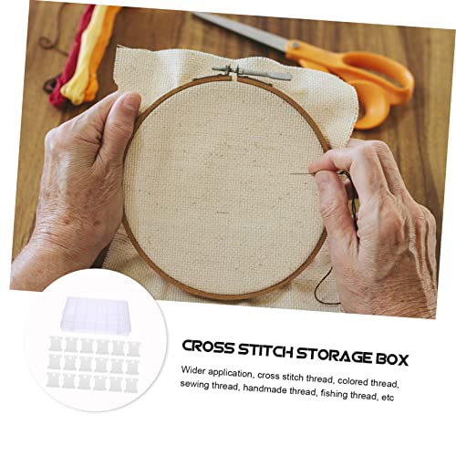 EXCEART 1 Set Box Embroidery Thread Finishing Hand Tool Embroidery Floss Plastic Stand Plastic Winding Board Bobbin Winder Embroidery Organizer Threads Winding Board Cross Stitch Holder