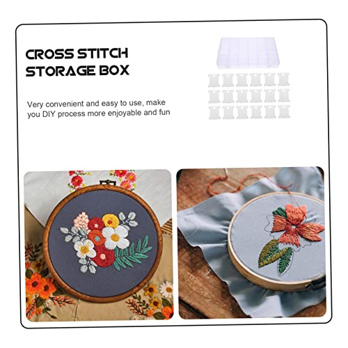 EXCEART 1 Set Box Embroidery Thread Finishing Hand Tool Embroidery Floss Plastic Stand Plastic Winding Board Bobbin Winder Embroidery Organizer Threads Winding Board Cross Stitch Holder