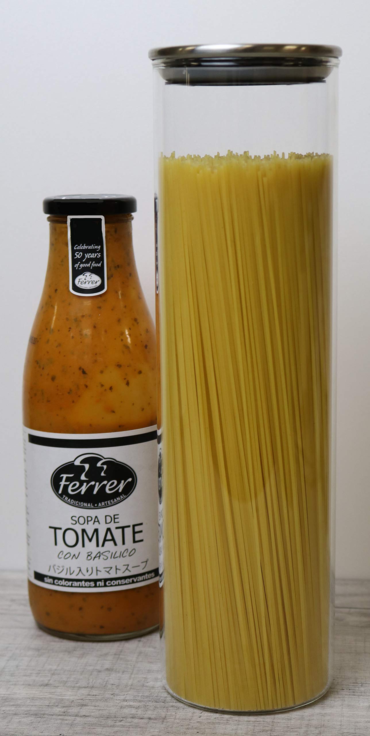 CASUAL PRODUCT Glass Spaghetti Jar with Stainless Steel Lid