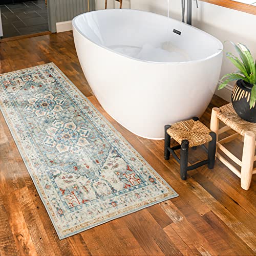 Lbris Washable Runner Rug,2'x6',for Hallway Laundry Room Kitchen Entryway Bathroom,Non Slip Rug Runners with Rubber Backing,Non Skid Stain-Resistant Non Shedding Runners(Vintage)